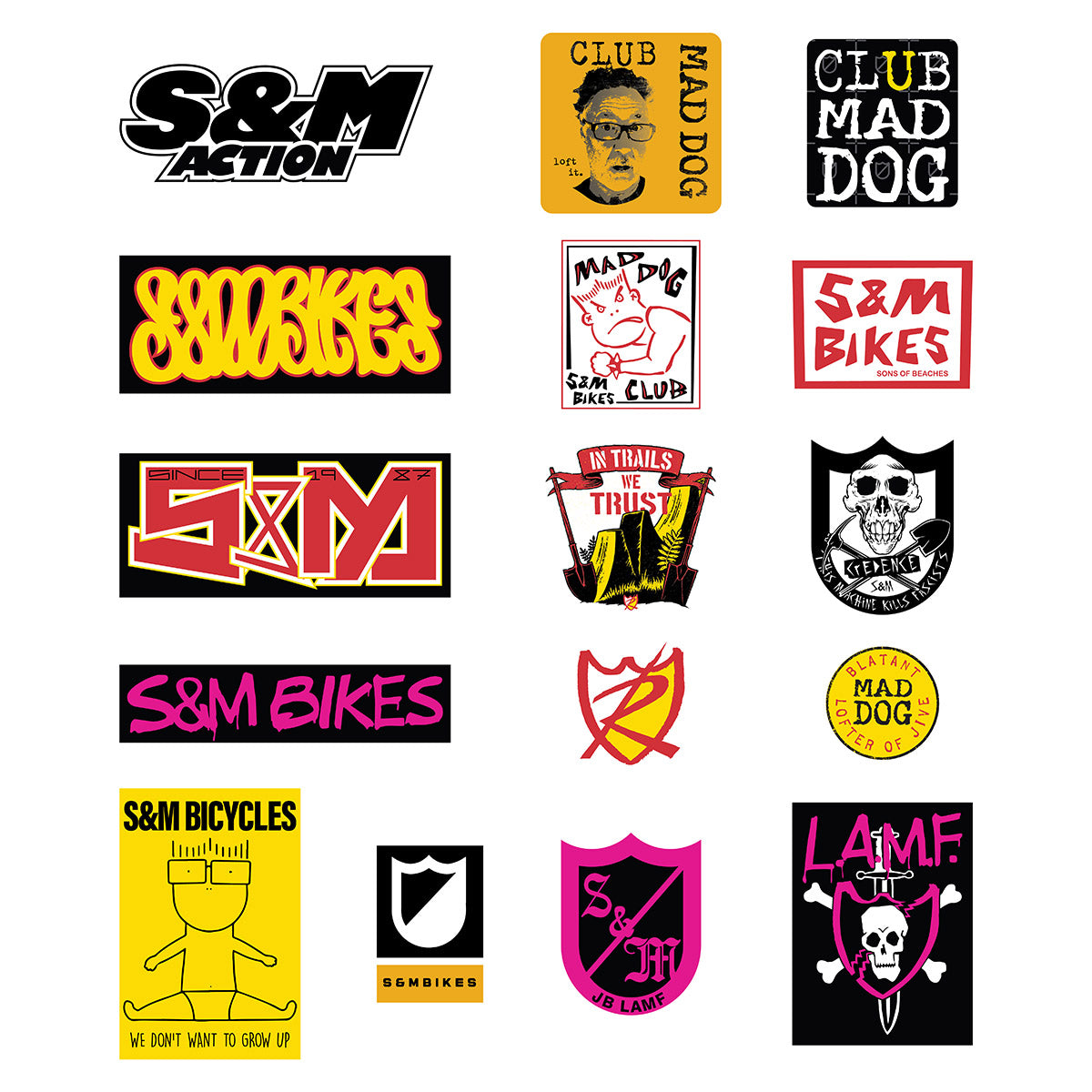 S&M BMX Spring 2024 16 Sticker Pack - BMXGuru.com / C&W Cycle