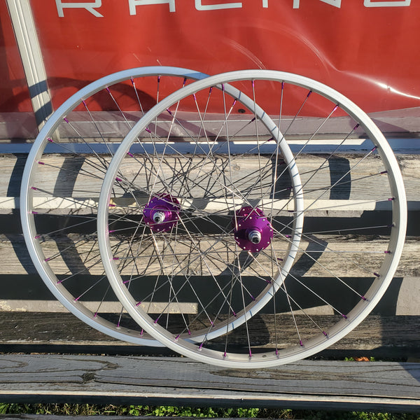 26" Araya 7X / TNT Revolver BMX Wheels - Pair - Silver / Purple ...