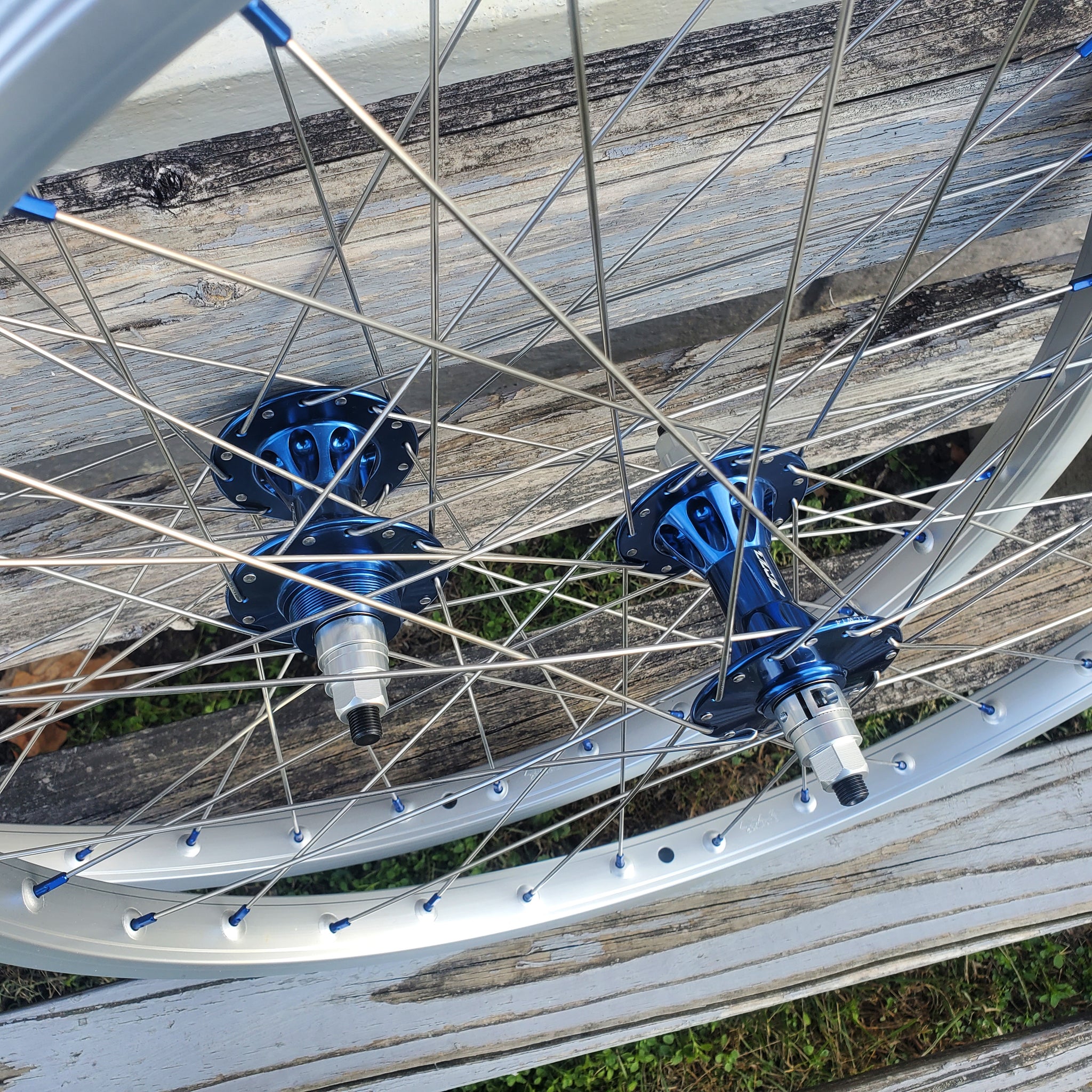 26" Araya 7X / TNT Revolver BMX Wheels - Pair - Silver / Blue - BMXGuru ...