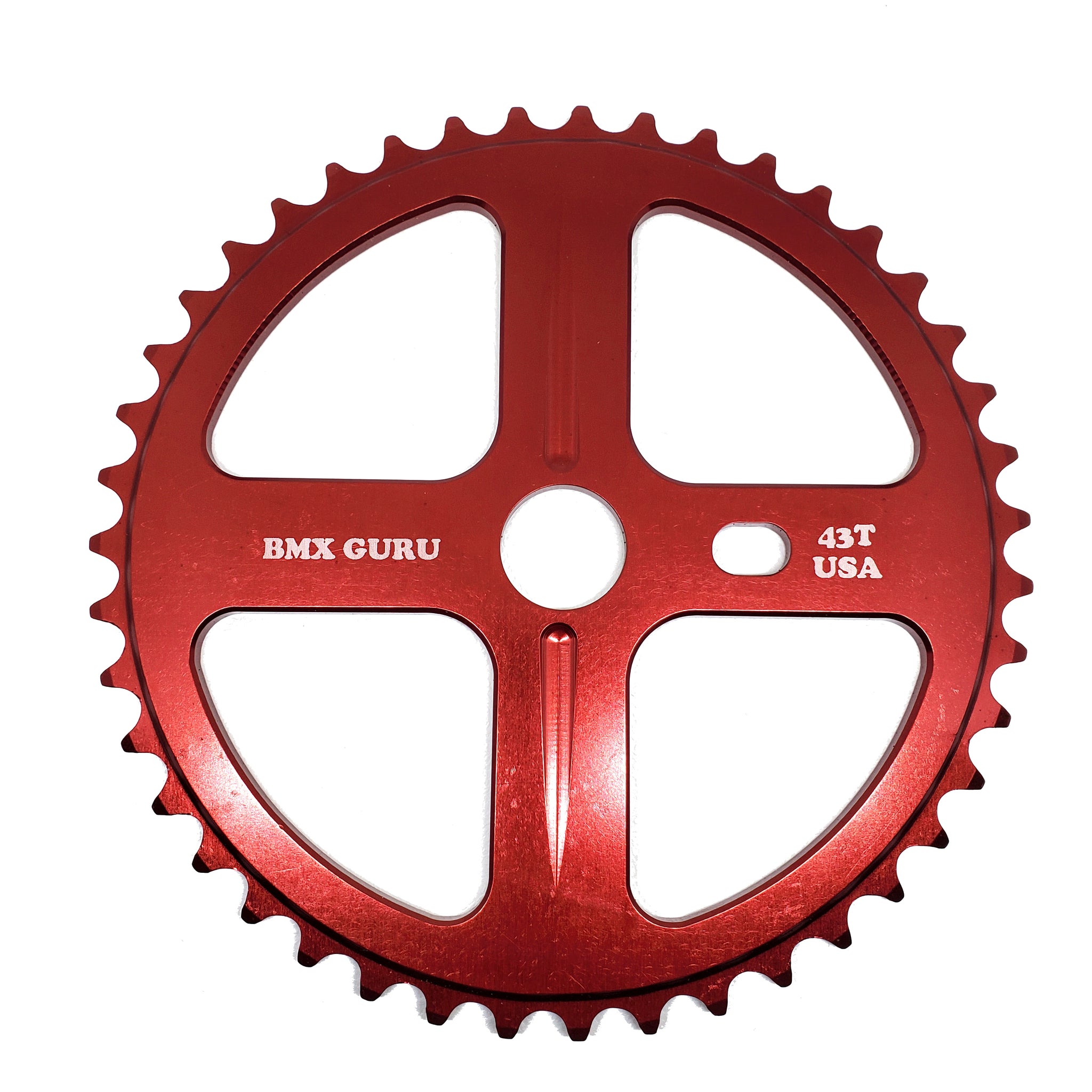 BMXGuru 43t Bolt Drive BMX Aluminum Sprocket / Chainwheel - Red - USA ...