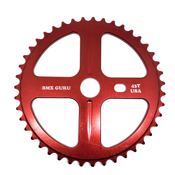 BMXGuru 43t Bolt Drive BMX Aluminum Sprocket / Chainwheel - Red - USA ...
