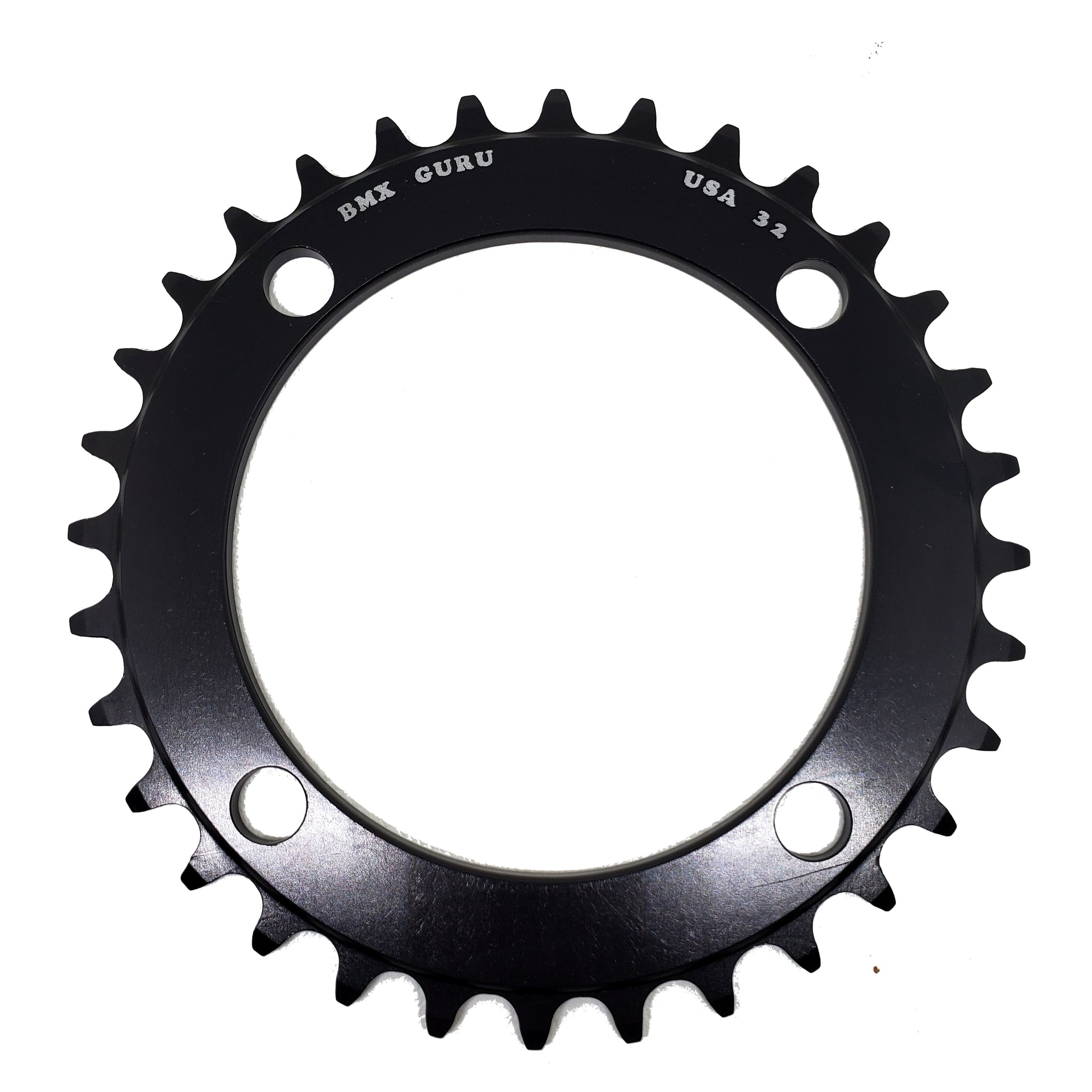 BMXGuru 32t BMX Chainring - Black - 104mm 4-bolt - USA Made - BMXGuru ...