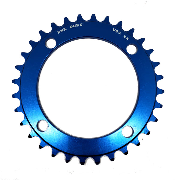 BMXGuru 32t BMX Chainring - Blue - 104mm 4-bolt - USA Made - BMXGuru ...