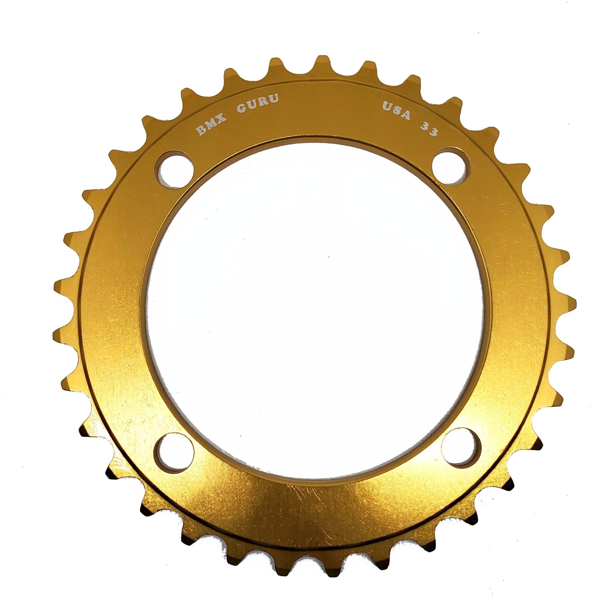 BMXGuru 33t BMX Chainring - Gold - 104mm 4-bolt - USA Made - BMXGuru ...