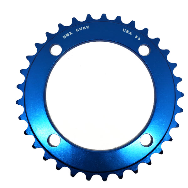BMXGuru 33t BMX Chainring - Blue - 104mm 4-bolt - USA Made - BMXGuru ...