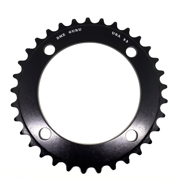 BMXGuru 33t BMX Chainring - Black - 104mm 4-bolt - USA Made - BMXGuru ...