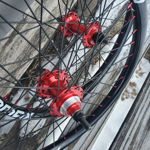 20" Promax RMV BMX Disc Brake Wheelset - Black/Red - Tubeless Ready ...