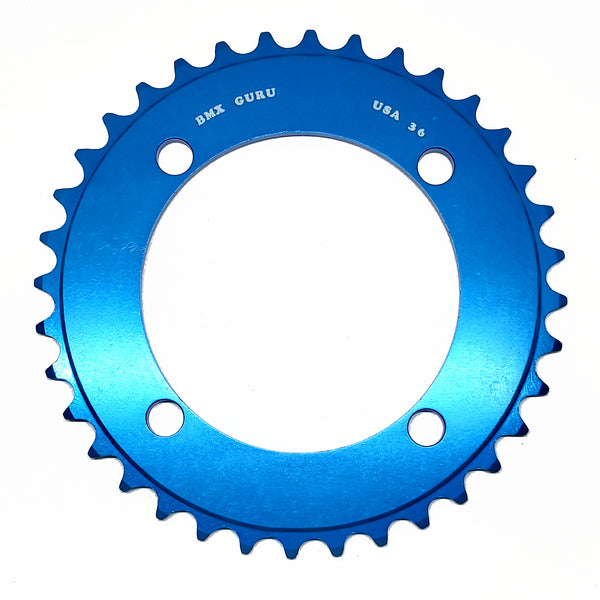 BMXGuru 36t BMX Chainring - Blue - 104mm 4-bolt - USA Made - BMXGuru ...