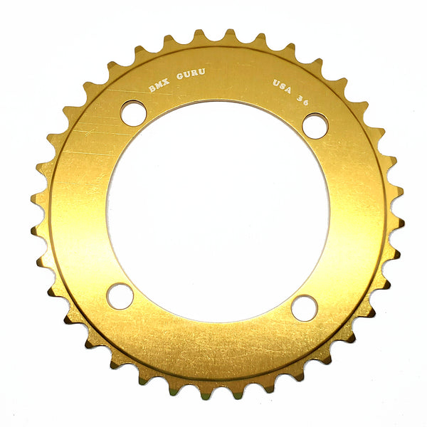 BMXGuru 36t BMX Chainring - Gold - 104mm 4-bolt - USA Made - BMXGuru ...