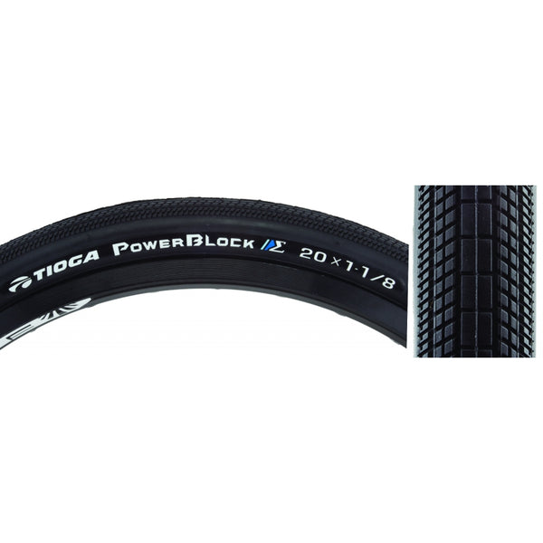 20x1-1/8 Tioga Power Block S-Spec Folding BMX tire - Black - BMXGuru ...