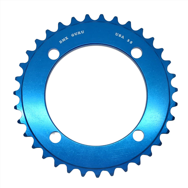 BMXGuru 35t BMX Chainring - Blue - 104mm 4-bolt - USA Made - BMXGuru ...