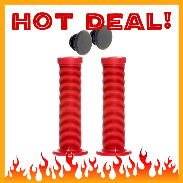 EVO Gripton Grips w/ Bar Ends - Flanged - Red - BMXGuru.com / C&W Cycle