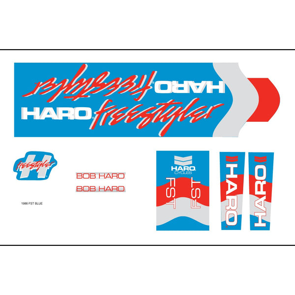 Haro 1986 FST BMX Decal Set for Frame + Fork - Blue - BMXGuru.com / C&W ...