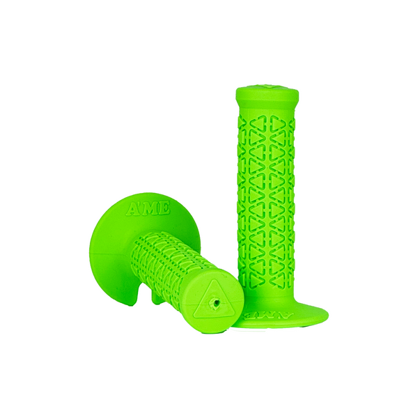 AME Mini BMX Grips - Flanged - Fluorescent Green - USA Made - BMXGuru.com / C&W Cycle