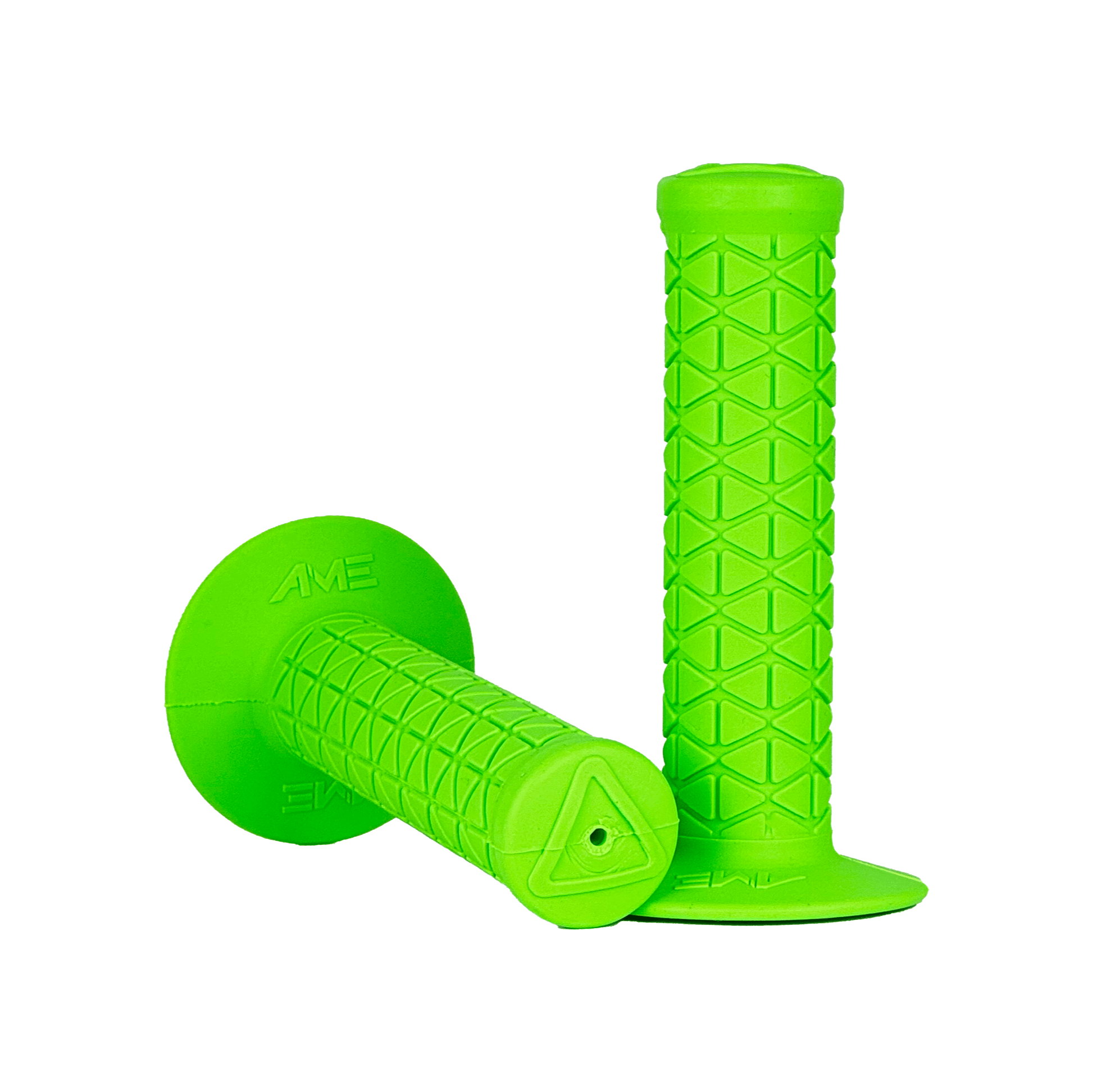 AME Triangle BMX Grips - Flanged - Fluorescent Green - USA Made - BMXGuru.com / C&W Cycle