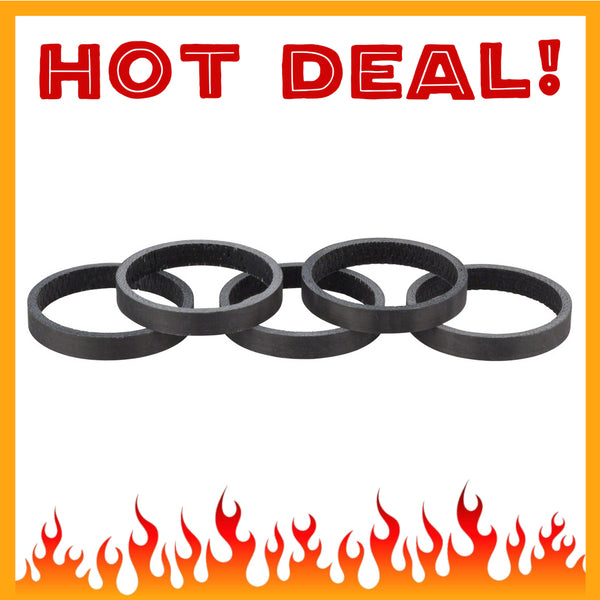 Carbon Fiber Headset Shim/Spacer 5-pc Kit - 1-1/8" - Flat Black ...