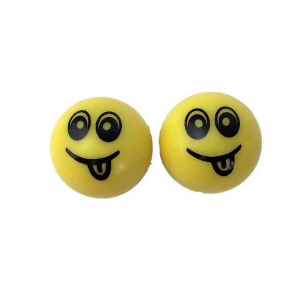 Schrader Valve Caps - Smiley Face - Pair - Yellow - BMXGuru.com / C&W Cycle