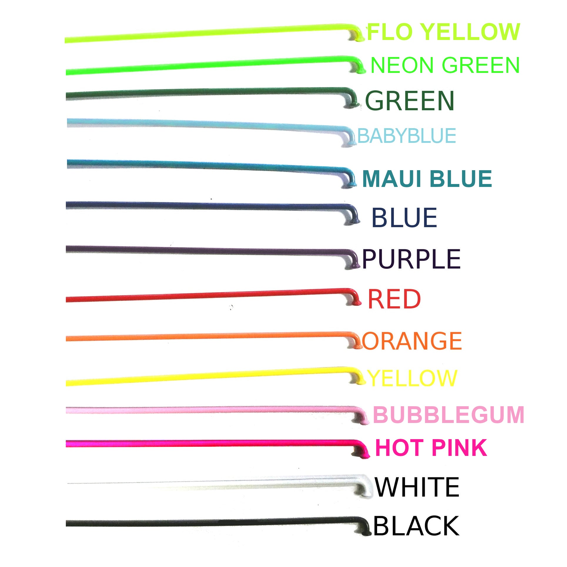 Stainless Steel Spoke - Single - Solid Colors - Choose color & length ...