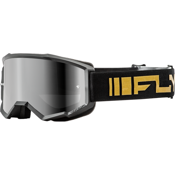 Fly Zone Adult BMX / MX Goggles - Black/Gold w/ Silver Mirror/Smoke Le ...