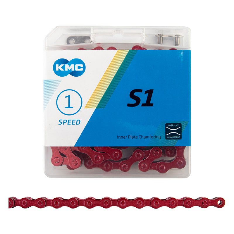 KMC S1 Chain - 1/2 x 1/8 x 112L - BMX / Fixie / Single Speed - Red ...