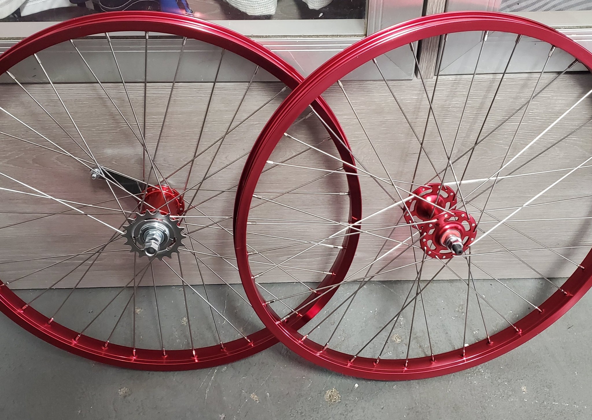 24" 7X style Coaster Brake BMX Wheels - Pair - Red Anodized - BMXGuru ...