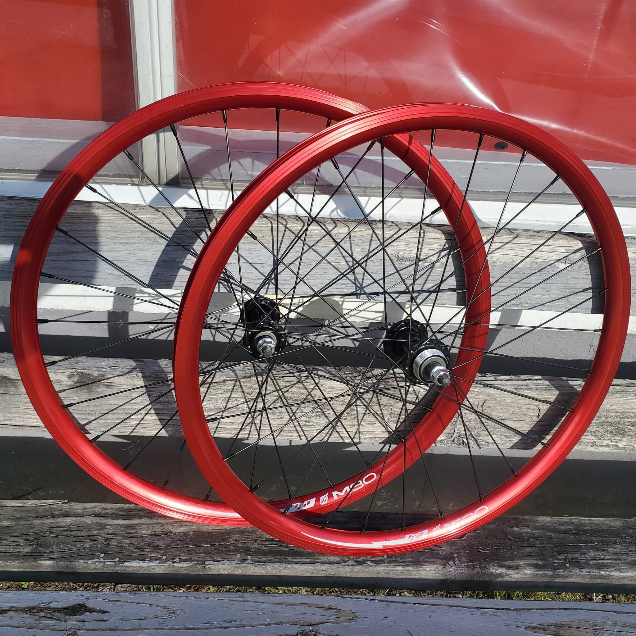 24" TNT M80X Freewheel BMX Wheelset - Pair - Red - BMXGuru.com / C&W Cycle
