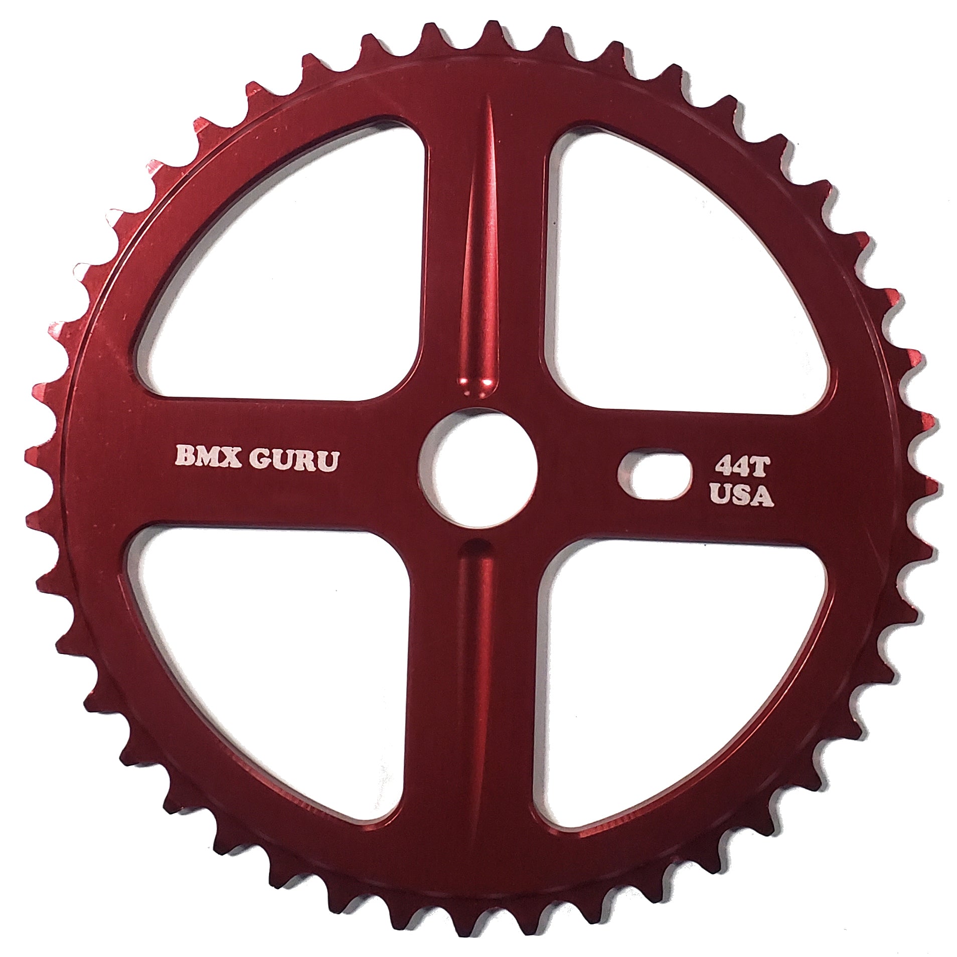BMXGuru 44t Bolt Drive BMX Aluminum Sprocket / Chainwheel - Red - USA ...
