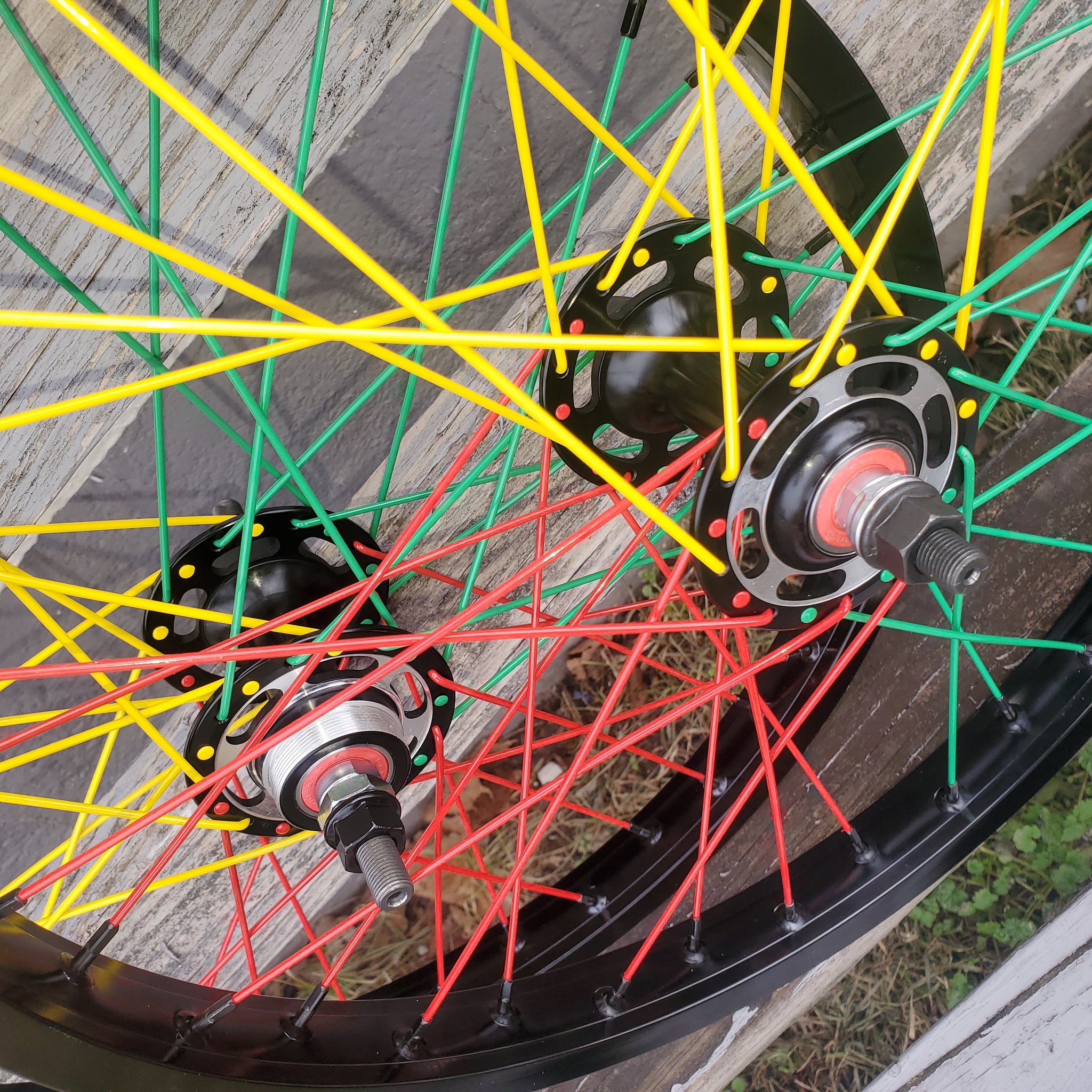 20" 7X style Sealed Machined Flange BMX Wheels - Pair - Rasta - BMXGuru ...