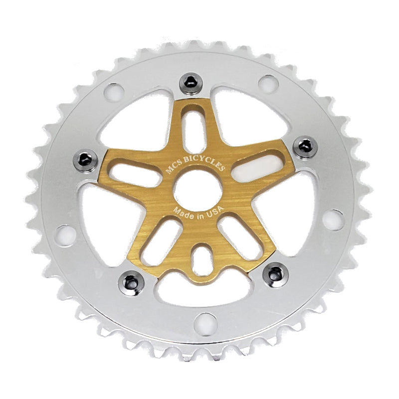 MCS BMX 39T Aluminum Spider & 5-bolt Chainring Combo - Gold / Silver ...