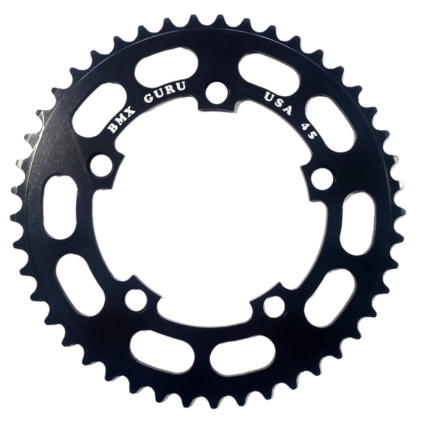 BMXGuru 45t BMX Chainring - Black - 110mm 5-bolt - USA Made - BMXGuru ...