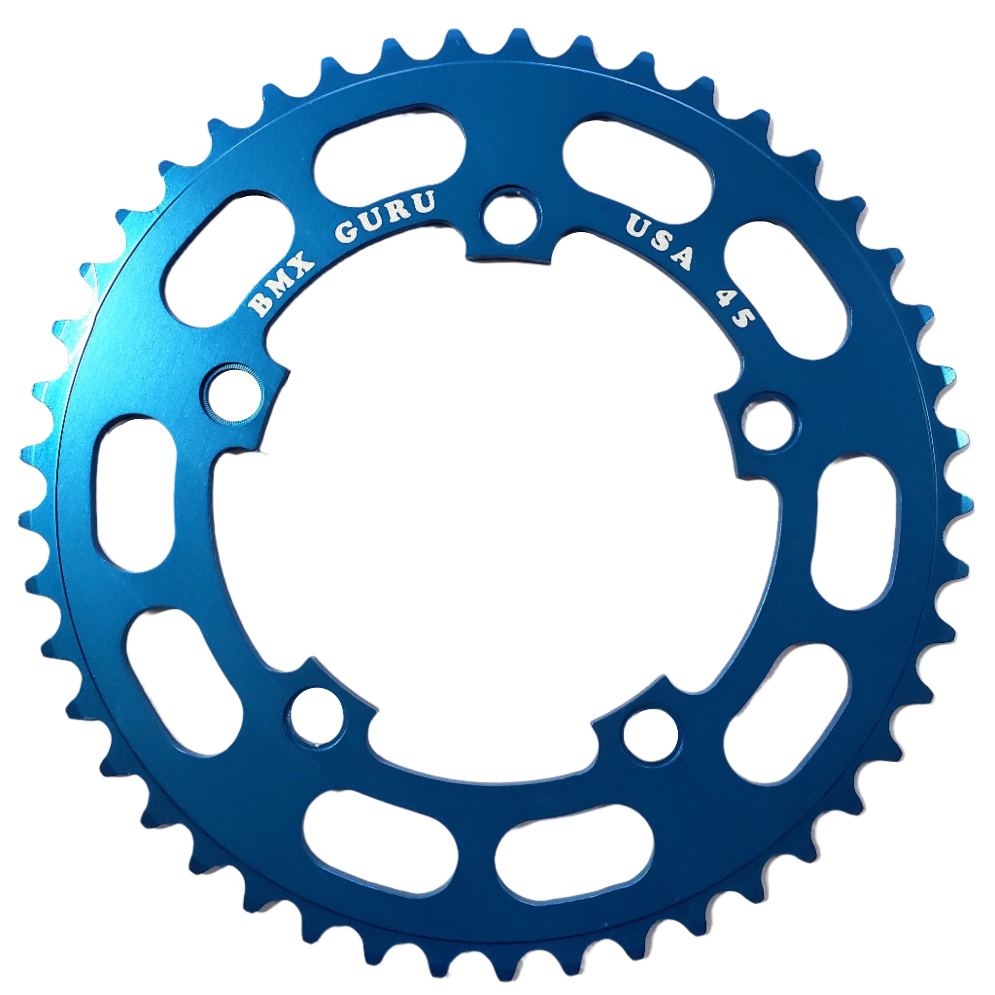 BMXGuru 45t BMX Chainring - Blue - 110mm 5-bolt - USA Made - BMXGuru ...