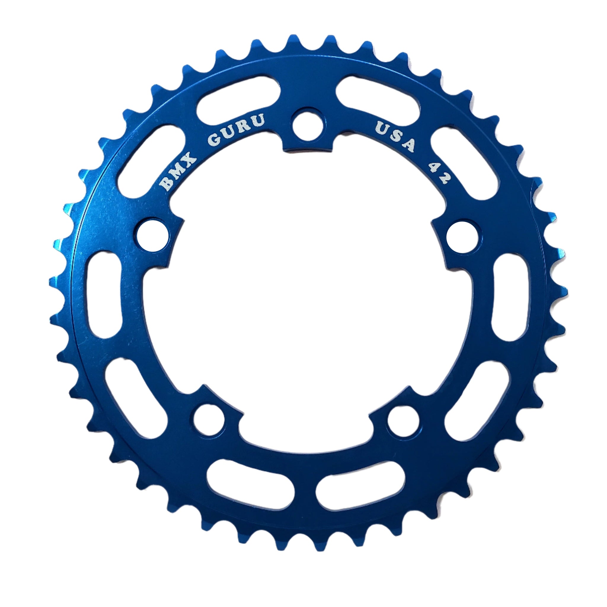 BMXGuru 42t BMX Chainring - Blue - 110mm 5-bolt - USA Made - BMXGuru ...