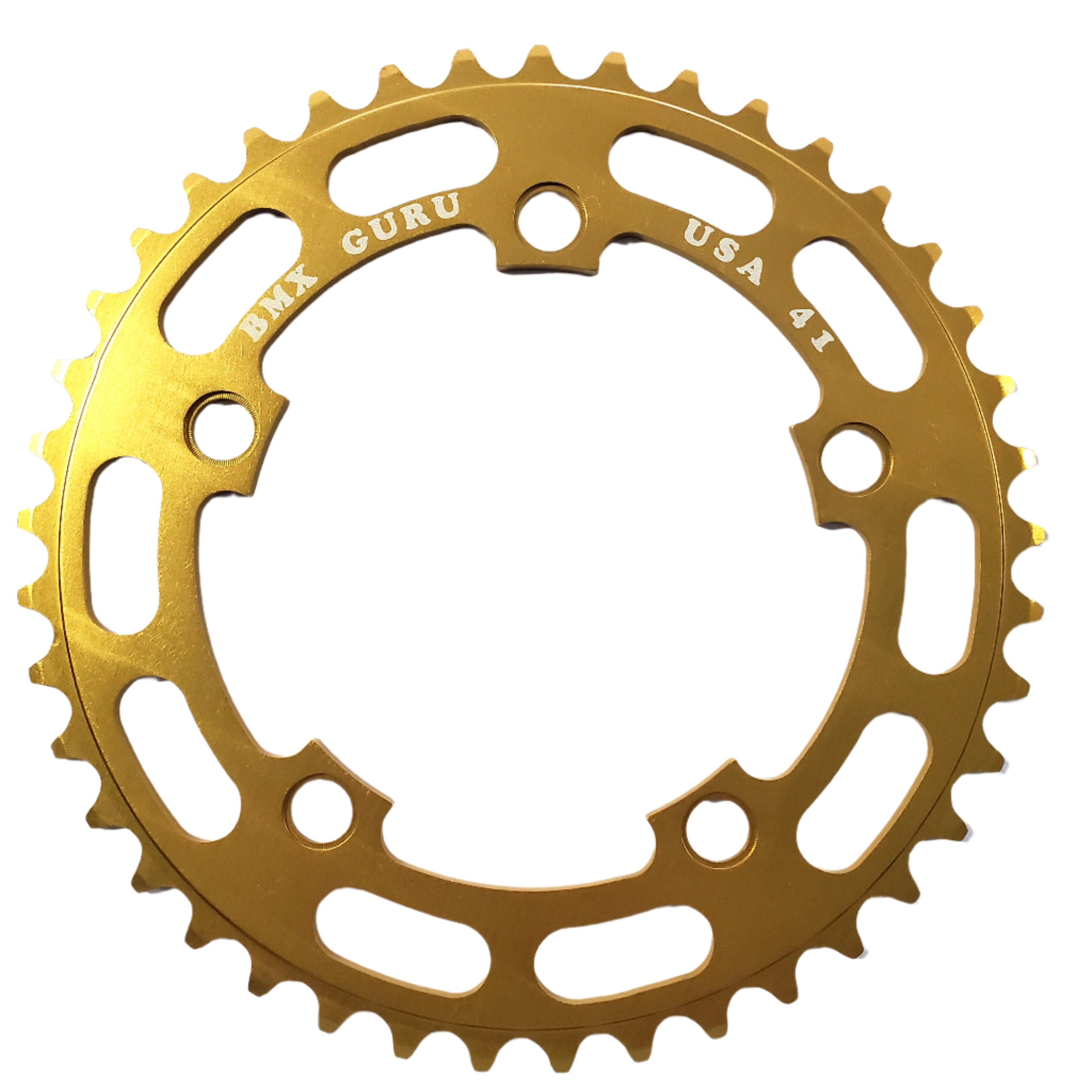 BMXGuru 41t BMX Chainring - Gold - 110mm 5-bolt - USA Made - BMXGuru ...