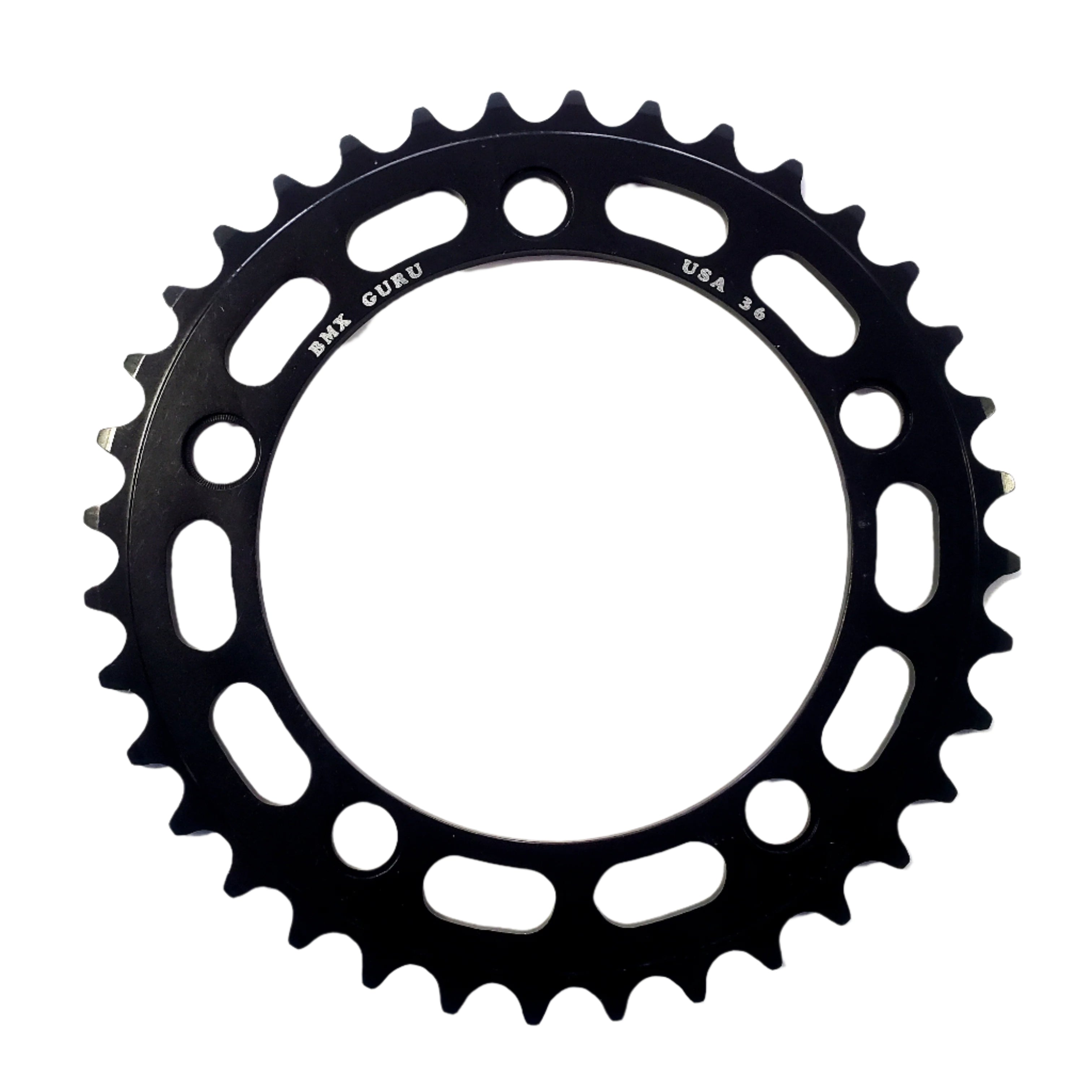 BMXGuru 36t BMX Chainring - Black - 110mm 5-bolt - USA Made - BMXGuru ...