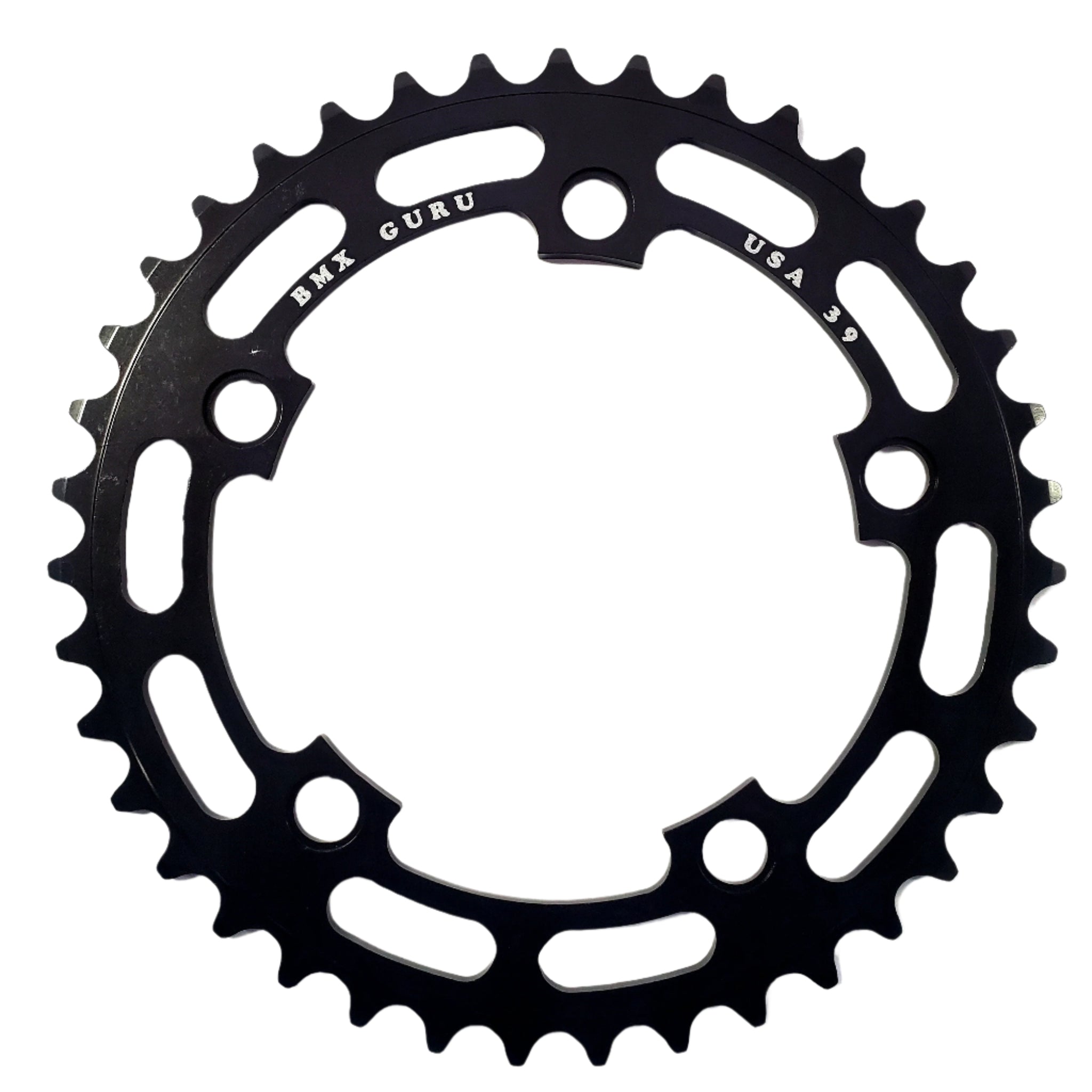 BMXGuru 39t BMX Chainring - Black - 110mm 5-bolt - USA Made - BMXGuru ...