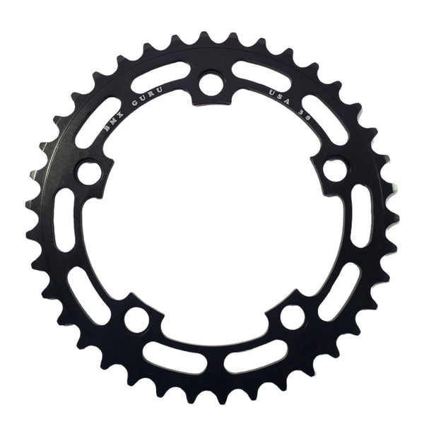 BMXGuru 38t BMX Chainring - Black - 110mm 5-bolt - USA Made - BMXGuru ...