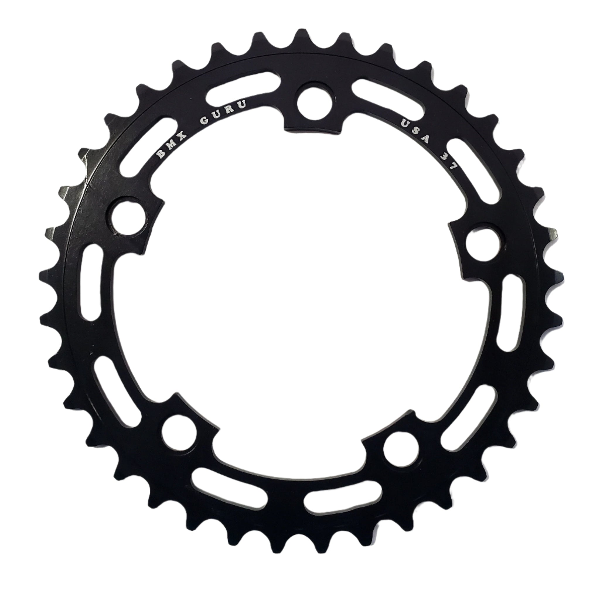 BMXGuru 37t BMX Chainring - Black - 110mm 5-bolt - USA Made - BMXGuru ...
