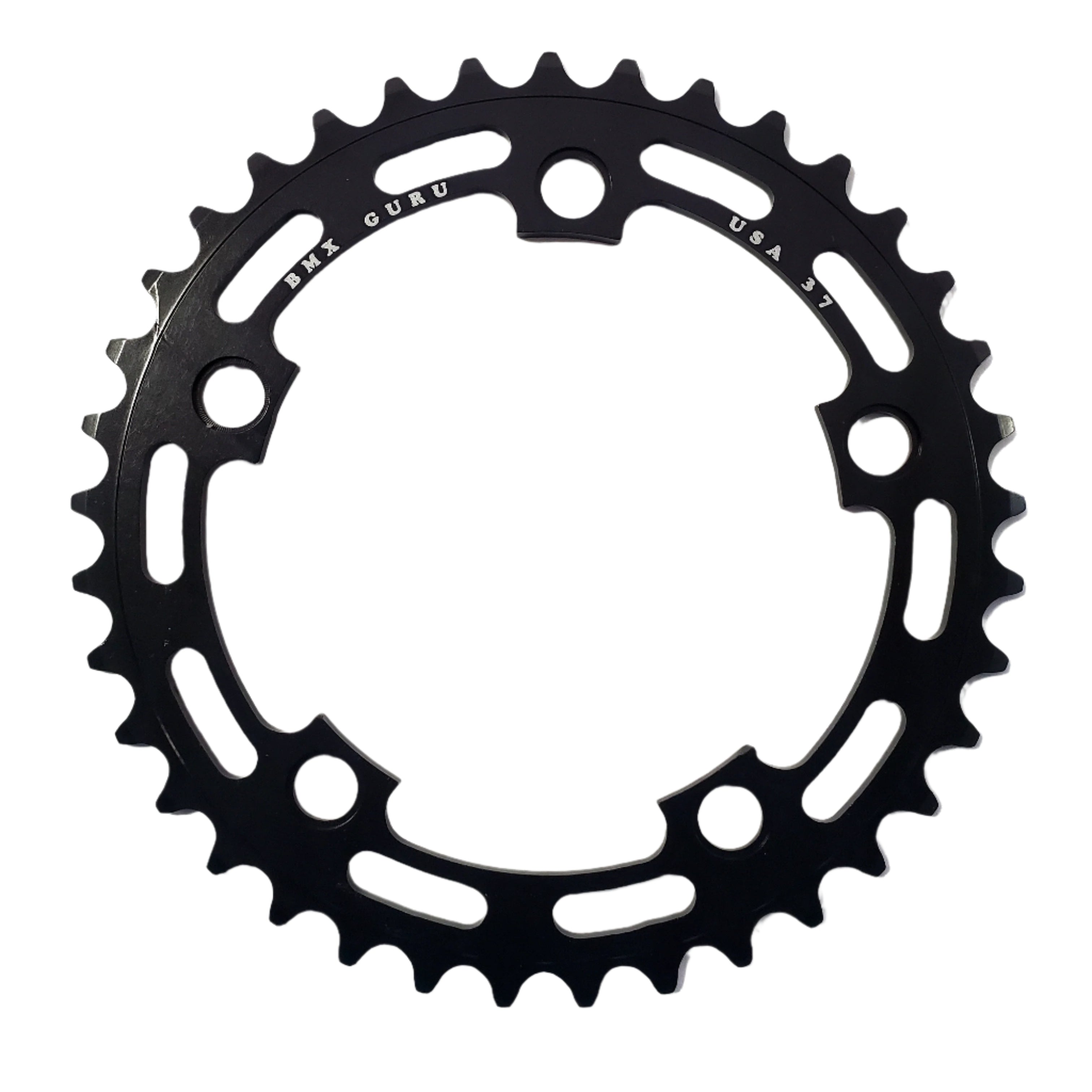 BMXGuru 37t BMX Chainring - Black - 110mm 5-bolt - USA Made - BMXGuru ...