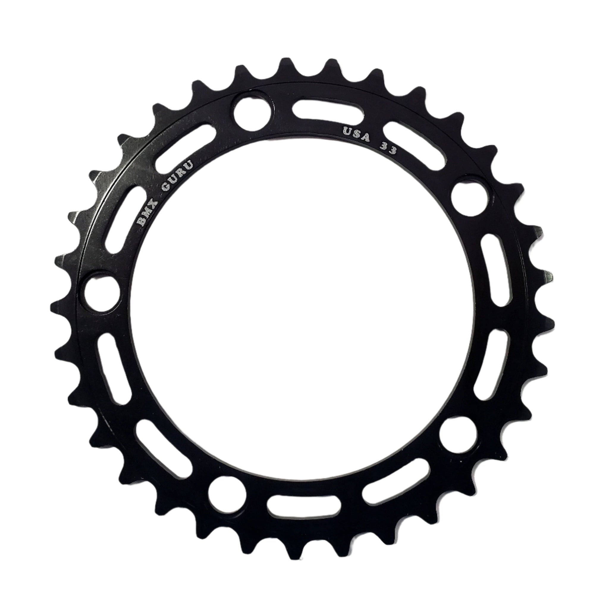 BMXGuru 33t BMX Chainring - Black - 110mm 5-bolt - USA Made - BMXGuru ...