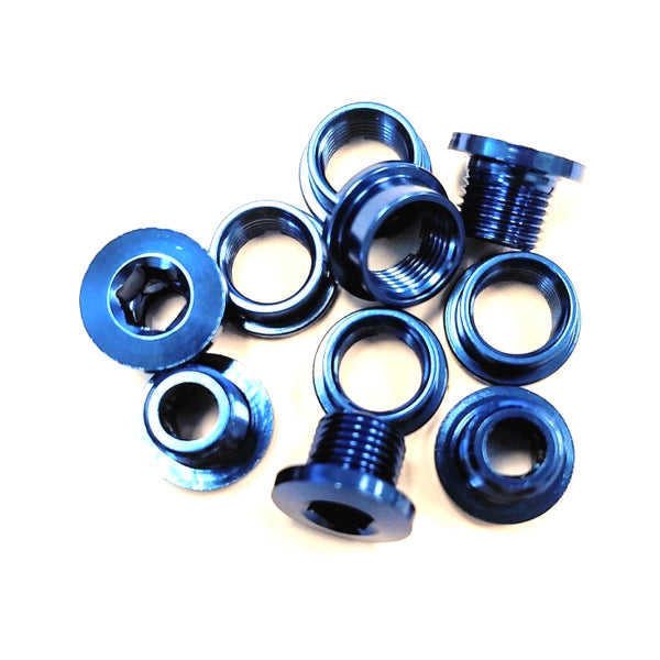 MCS Single Alloy Chainring Bolts - 5 bolts - Blue - BMXGuru.com / C&W Cycle
