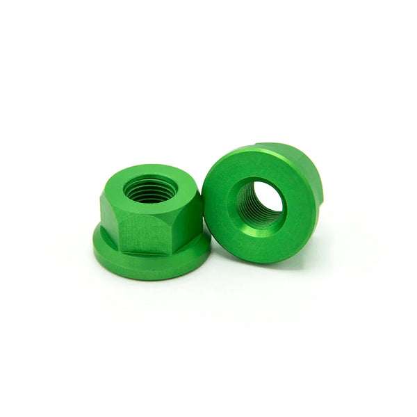 Theory 3/8" x 26t Aluminum BMX Axle Nuts - Set of 2 - Green - BMXGuru ...
