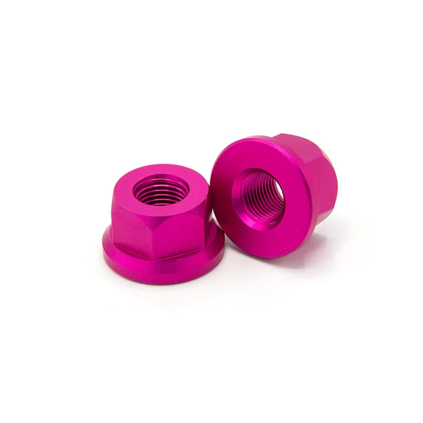 Theory 3/8" x 26t Aluminum BMX Axle Nuts - Set of 2 - Pink - BMXGuru ...