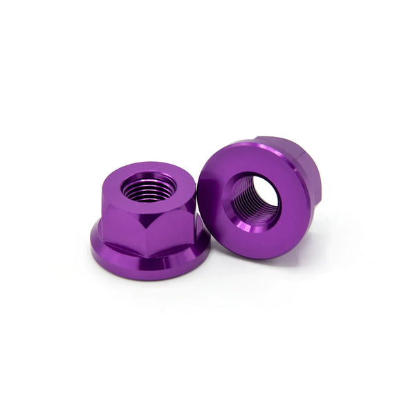 Theory 3/8" x 26t Aluminum BMX Axle Nuts - Set of 2 - Purple - BMXGuru ...
