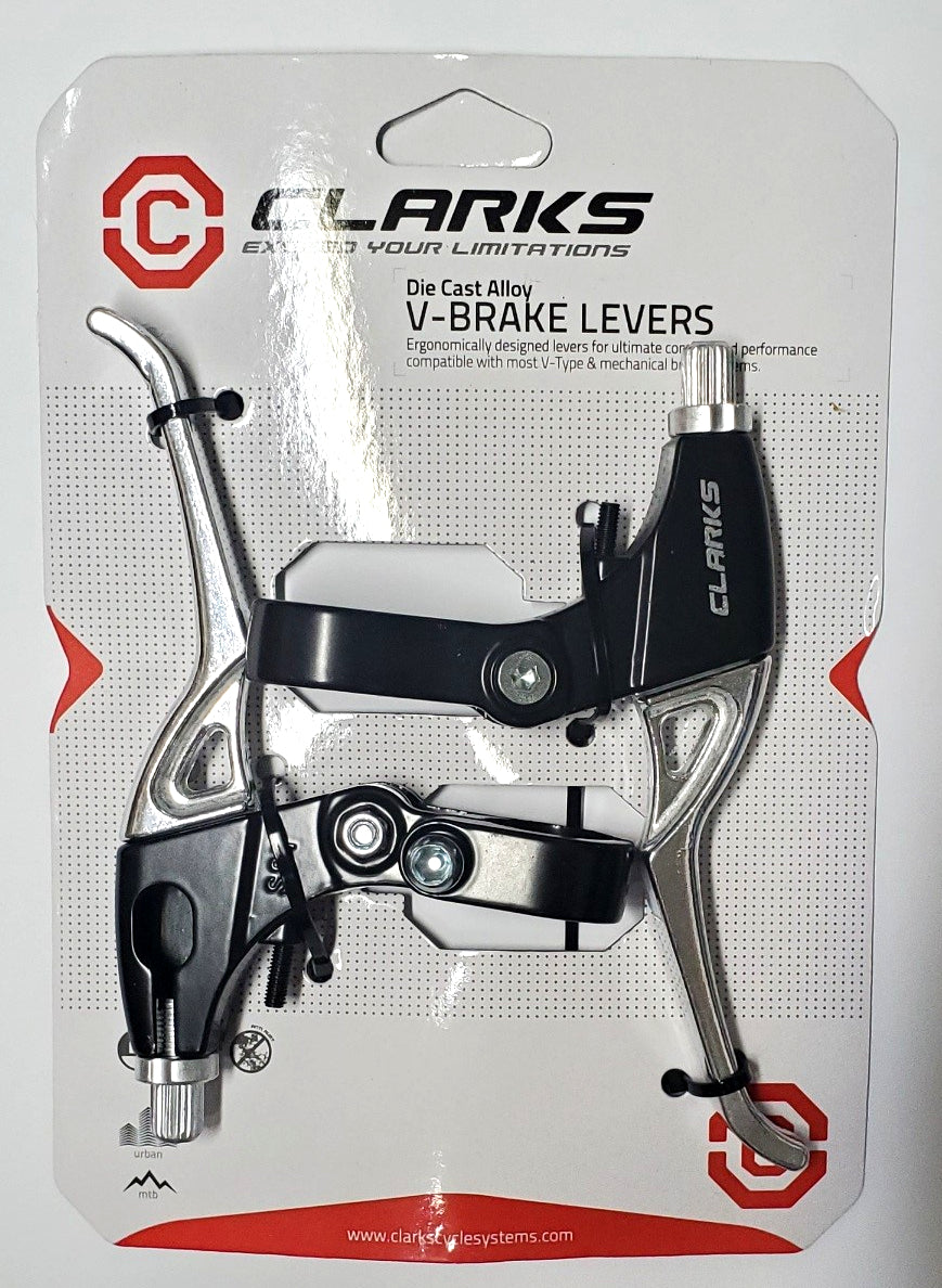 Clarks V-/Mech Disc MTB Brake Lever Set - Black/Silver - Pair - BMXGuru ...